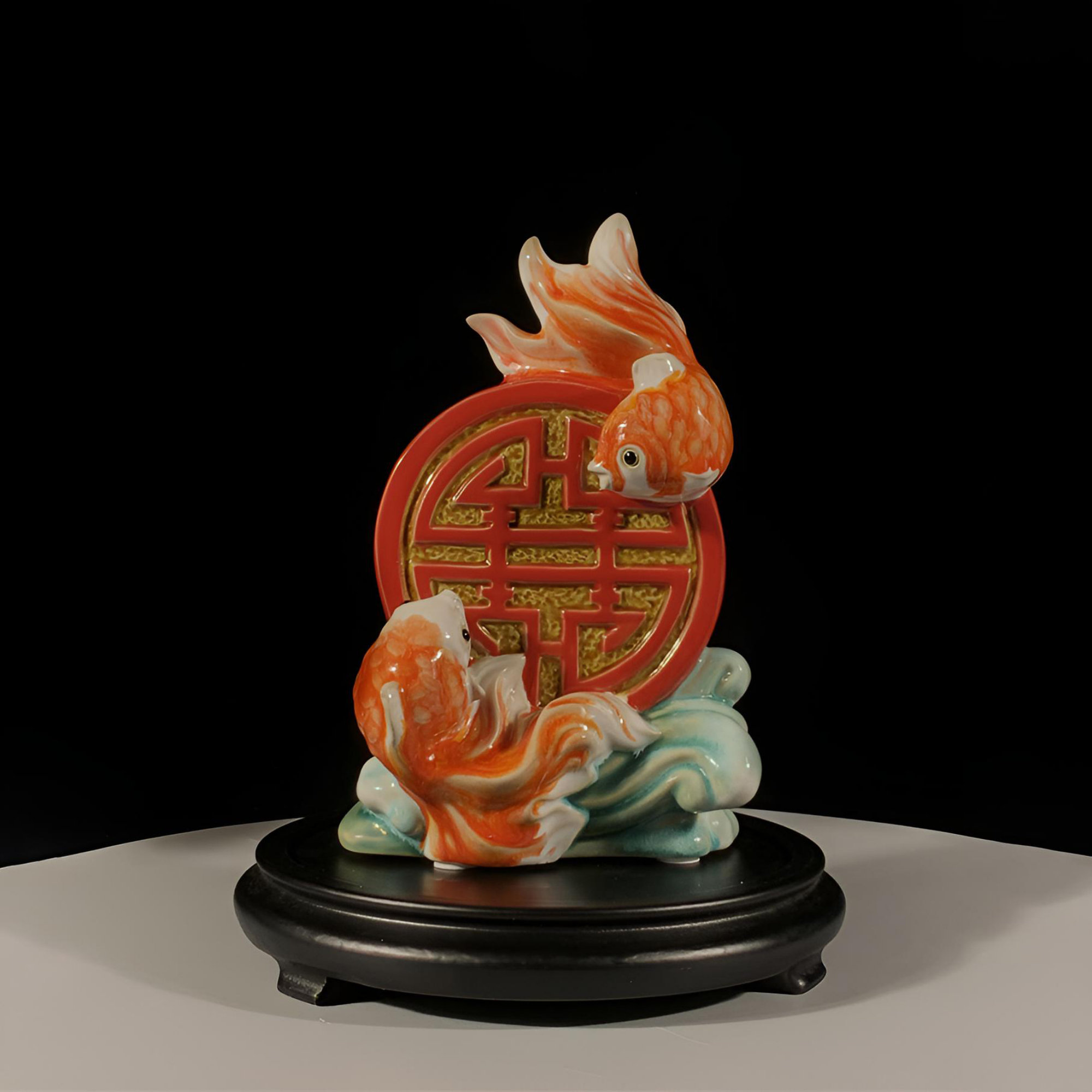 Bayou Breeze Ceramic Goldfish Figurine - Traditional Chinese "Fu ...