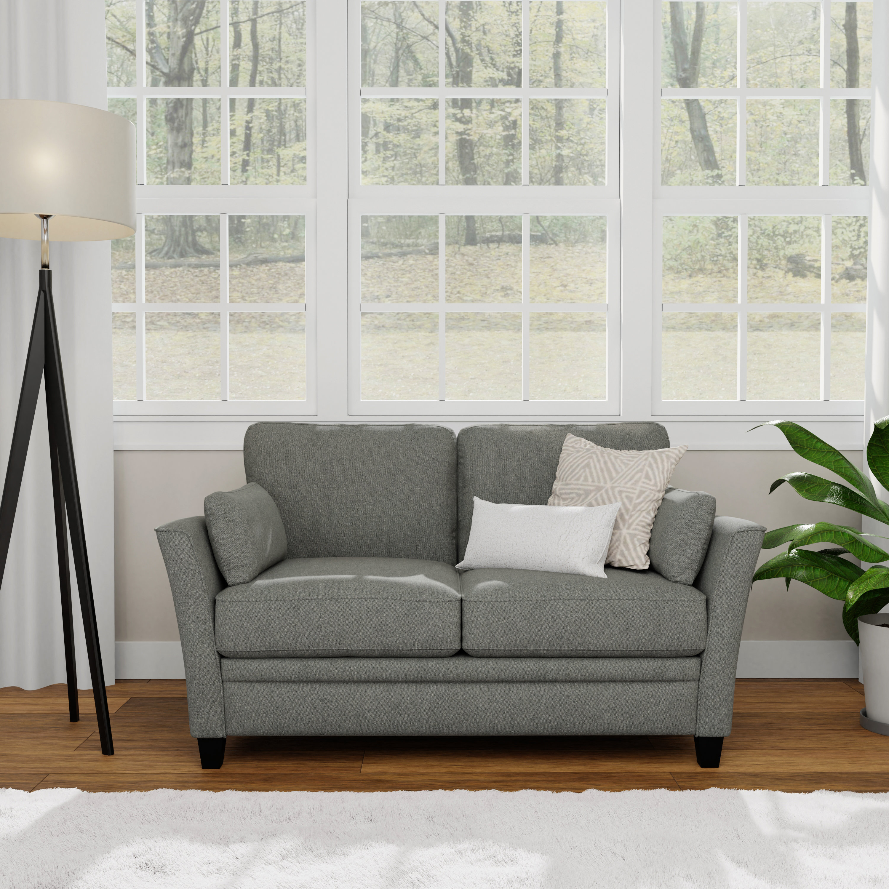 Lark Manor Aldrena 59.5" W Modern Fabric Flair Arm Loveseat Sofa ...