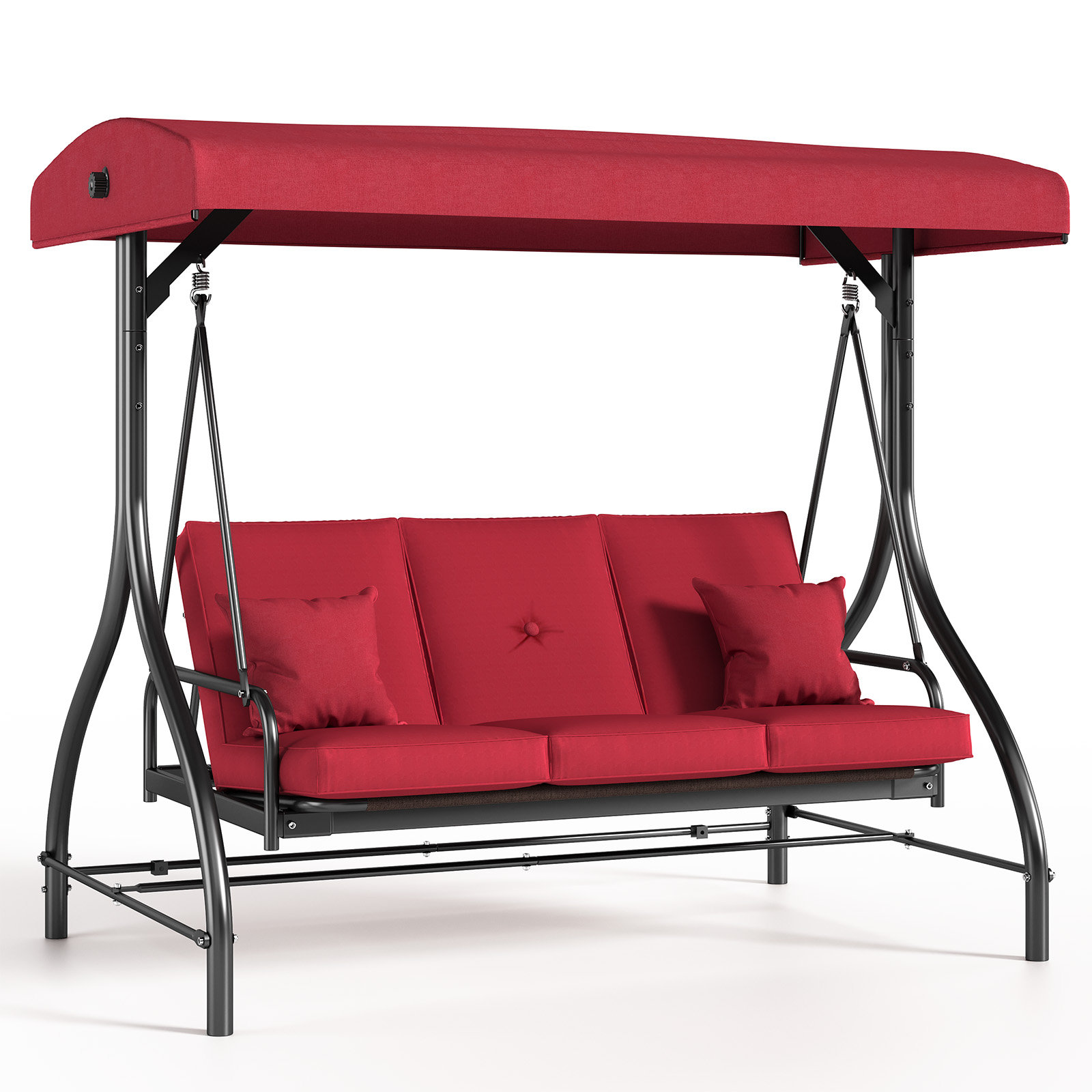 Hokku Designs Outdoor 3-Seat Patio Swing, Porch Swings, Backrest Bench ...