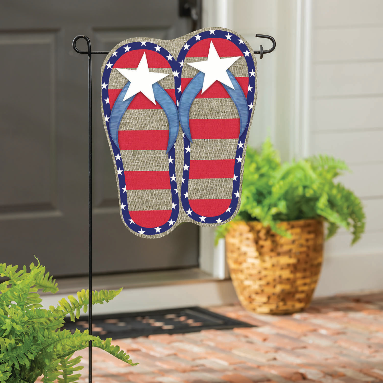 The Holiday Aisle® Garden Burlap Patriotic Flip Flops Flag - Wayfair Canada