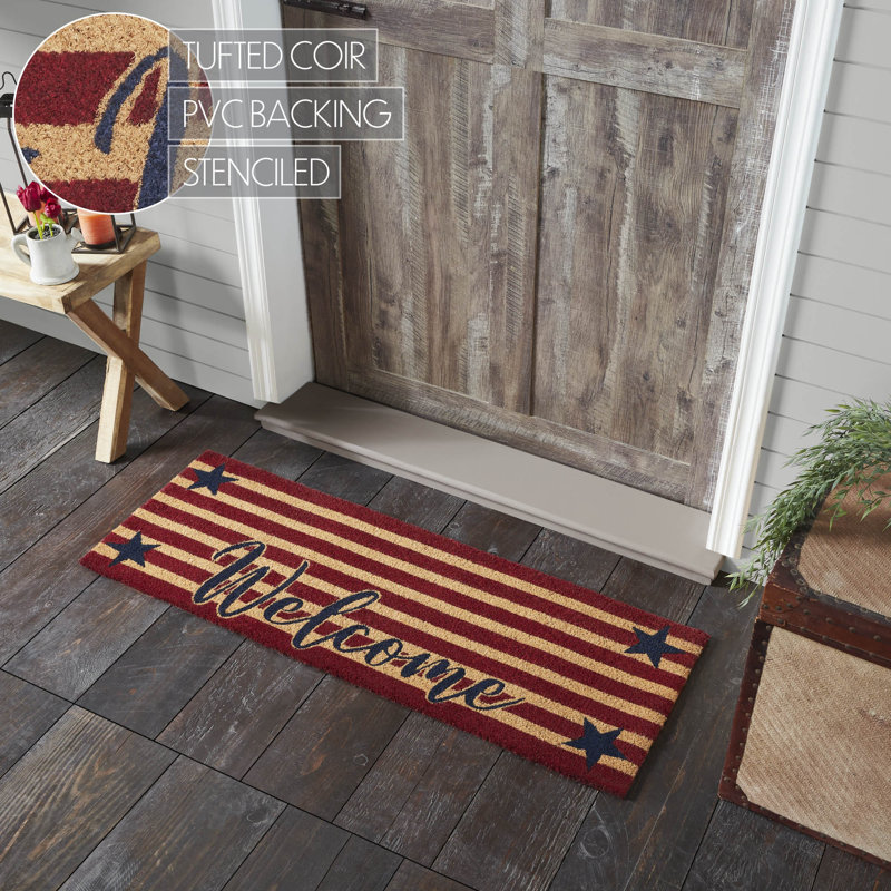 VHC Brands Festive Finds Patriotic Stripes Coir Welcome Rug Rect | Wayfair