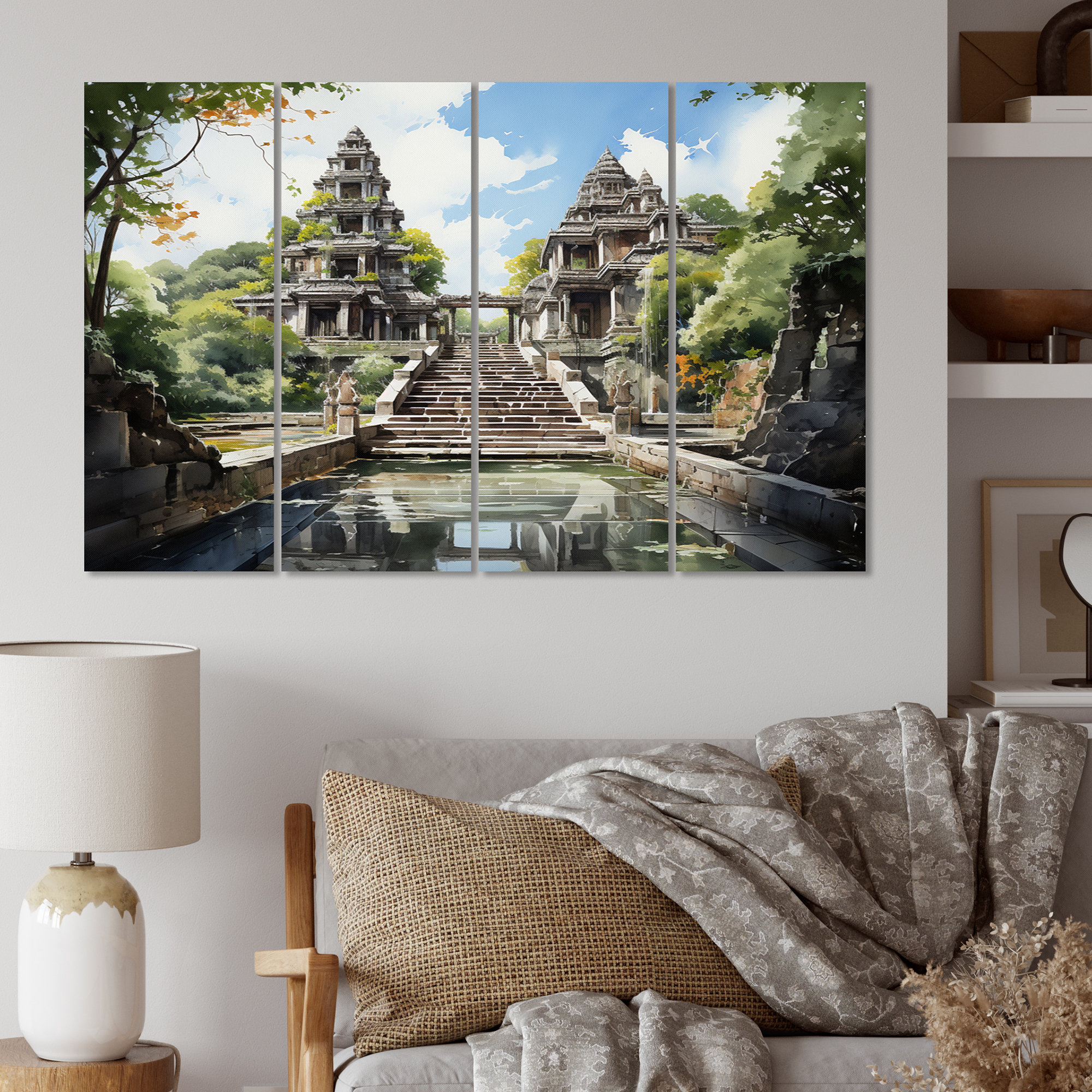 Design Art Grey Brown Buddhist Art Temple Gate - Spiritual Metal Wall ...