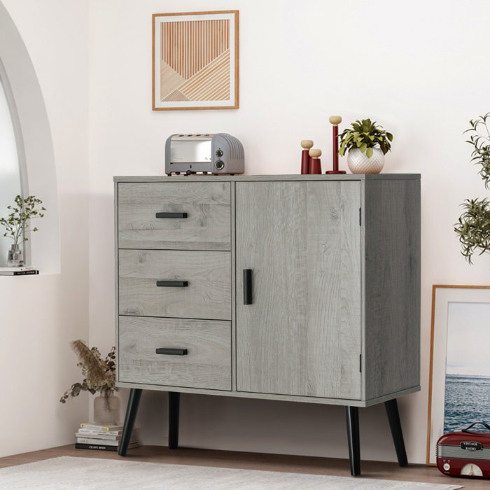 Corrigan Studio® Floor Storage Cabinet with Door & 3 Drawers & Reviews ...