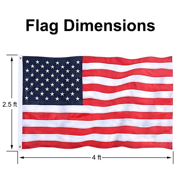 Arlmont & Co. Lynita American Flag Nylon 2-Sided House Flag Embroidered ...