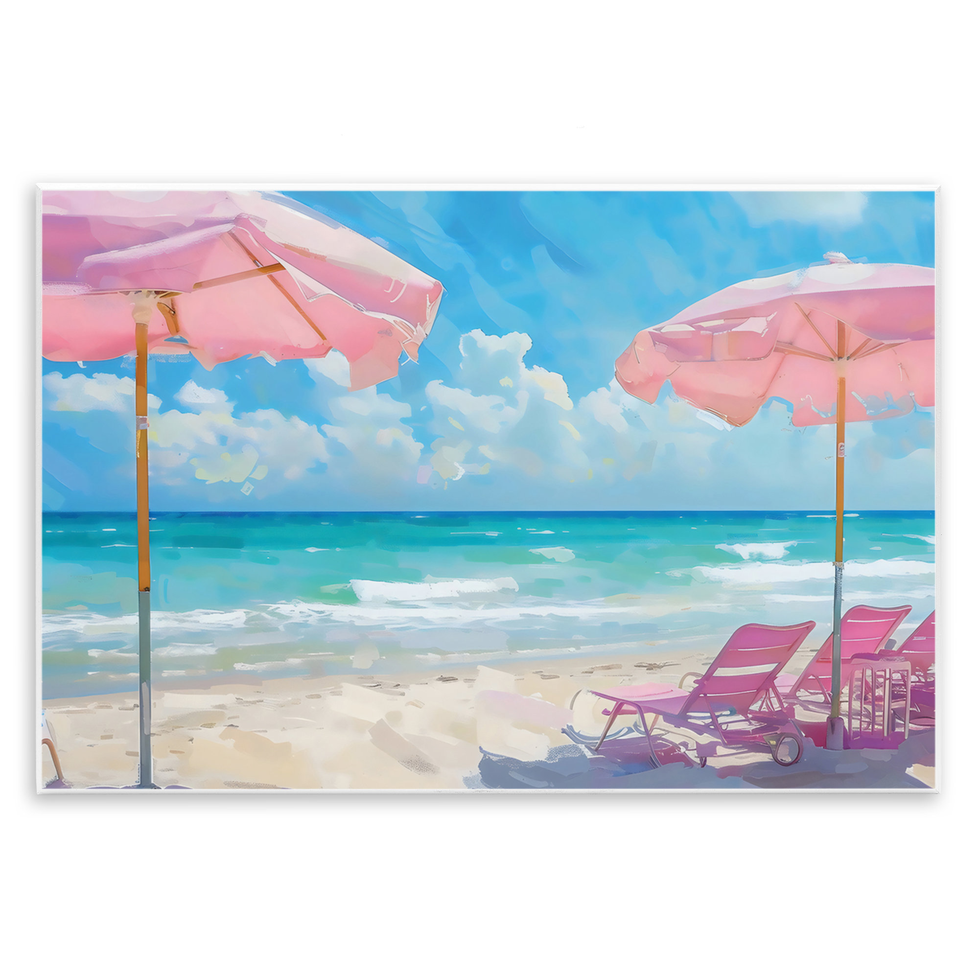 Bayou Breeze Pink Paradise Beach Umbrellas Wall Plaque, design by LSR ...