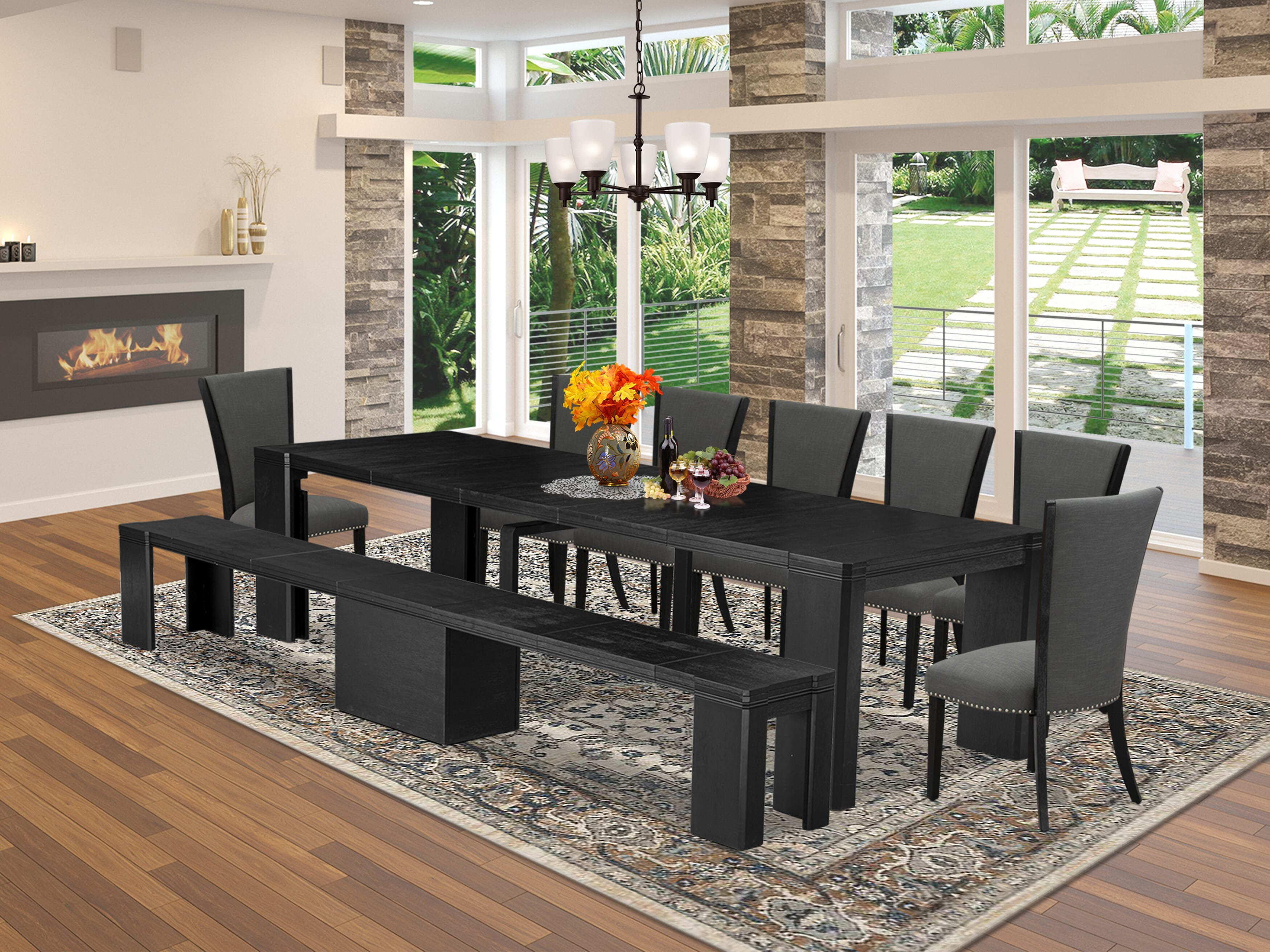 Luxe by East West Furniture 9 Pieces Extendable Dining Set Includes a ...
