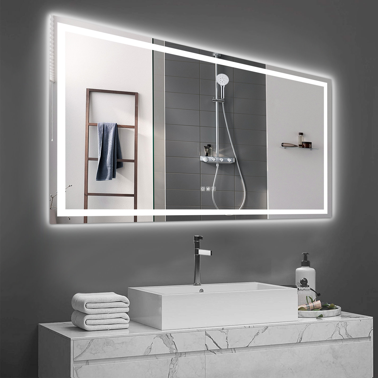 Brayden Studio® 72x36 Inch Modern Led Bathroom Mirror, Anti-fog Illuminated Vanity Mirror ...