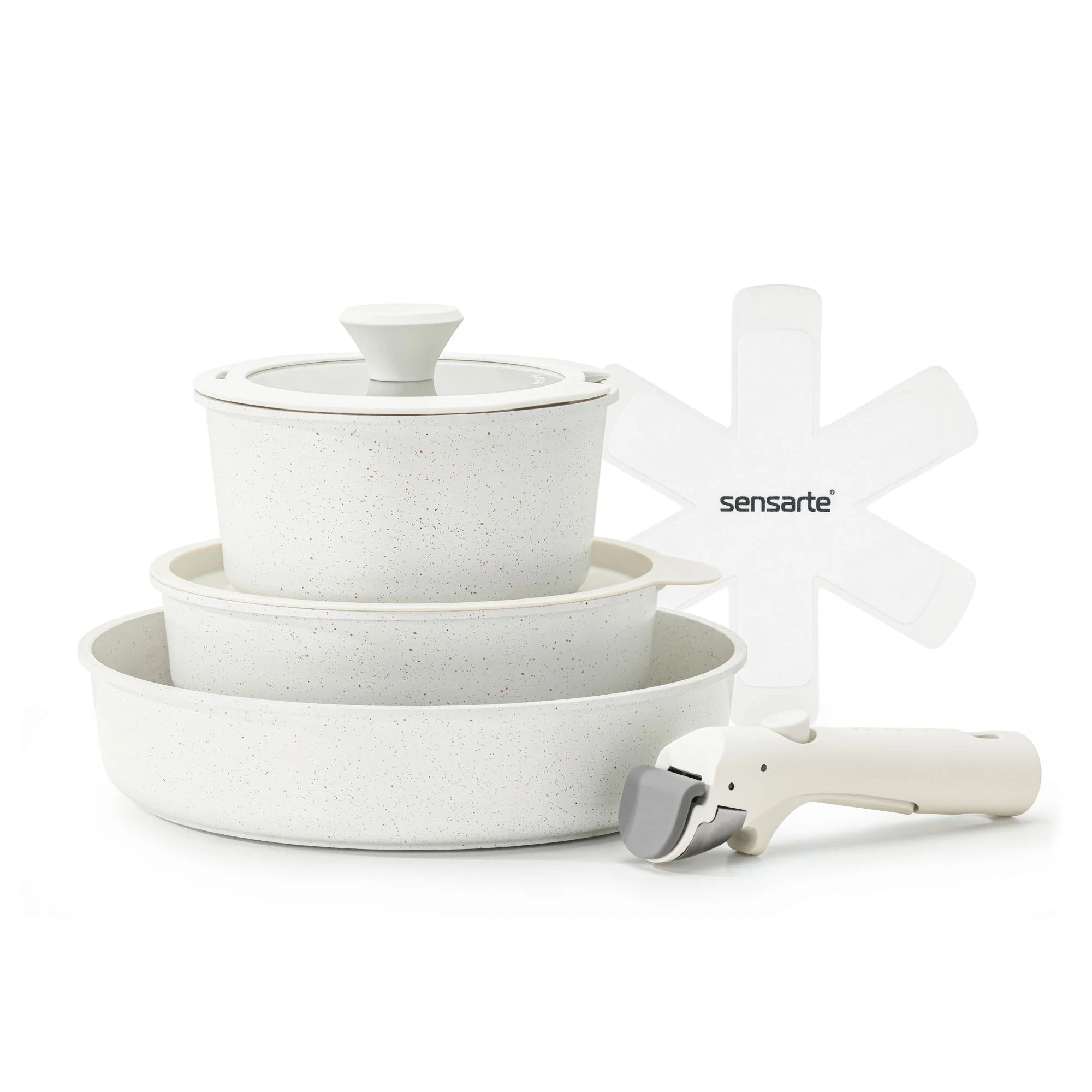 SENSARTE 8 Pieces Nonstick Induction Cookware Set, Detachable Handles ...