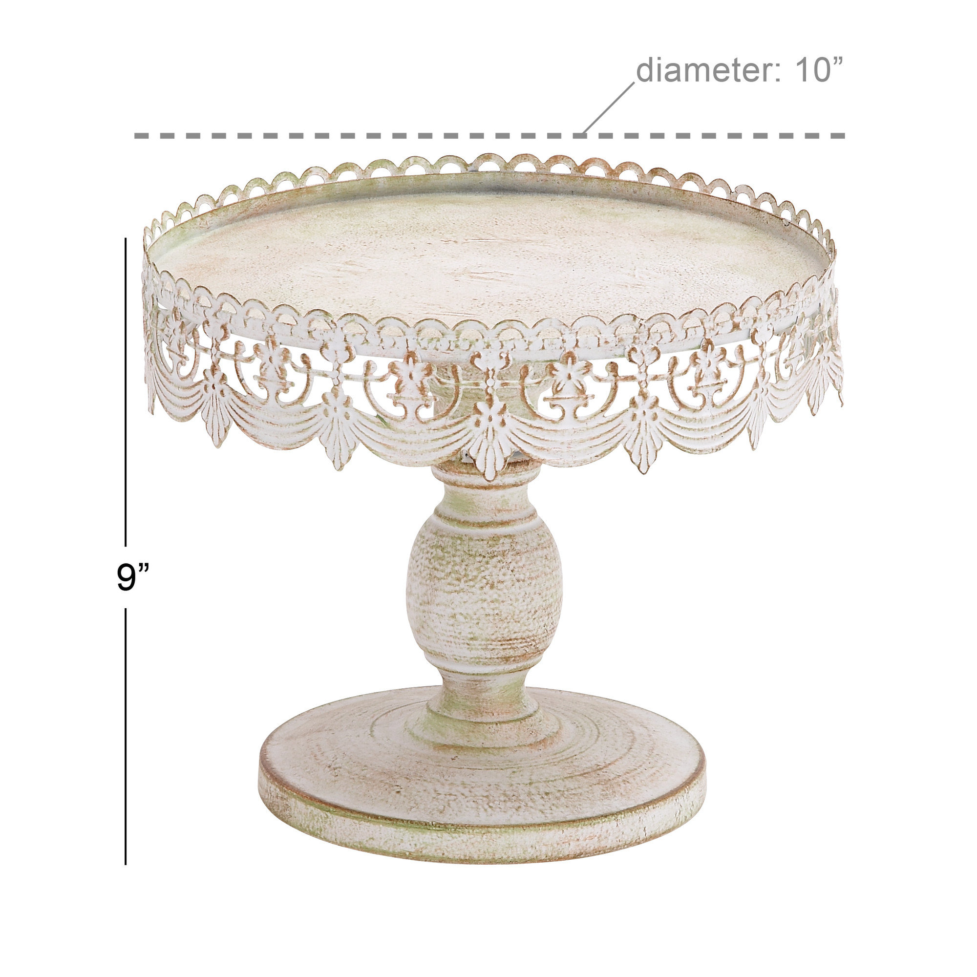 One Allium Way® Barnesville Metal Decorative White Cake Stand with Lace ...