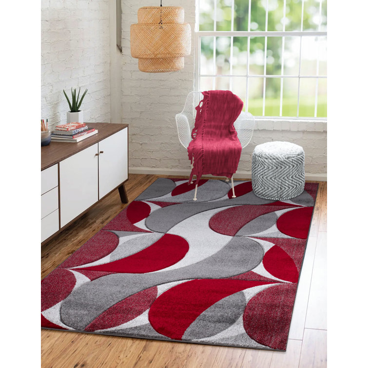 George Oliver Gessner Machine Woven Red/Grey Rug | Wayfair.co.uk