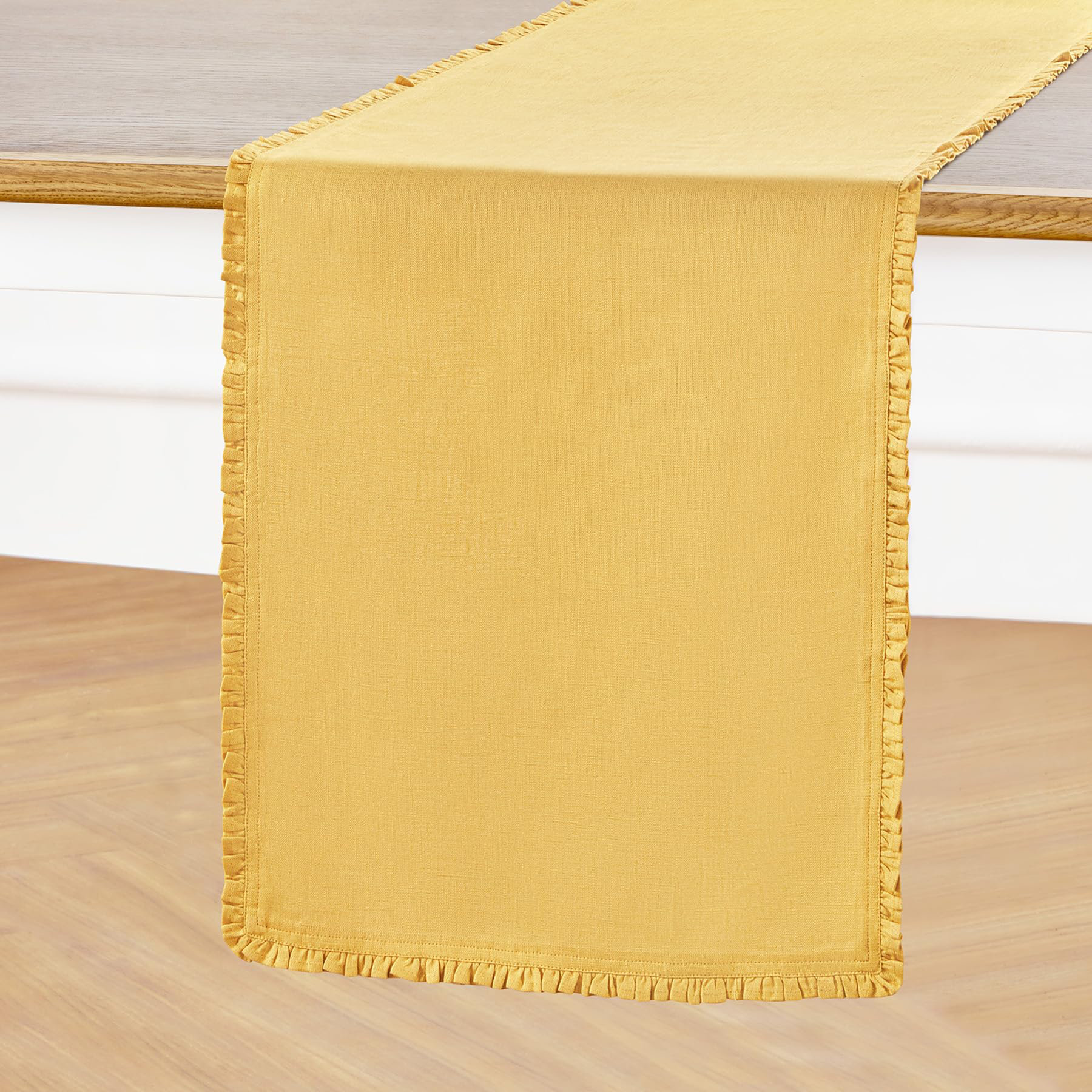 Solino Home Juliette Ruffle - 100% Pure Linen Table Runner | Wayfair