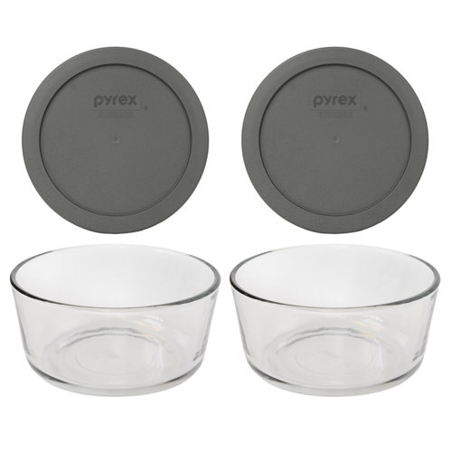 Pyrex (2) 7201 4 Cup Glass Bowls & (2) 7201-PC Lids & Reviews | Wayfair