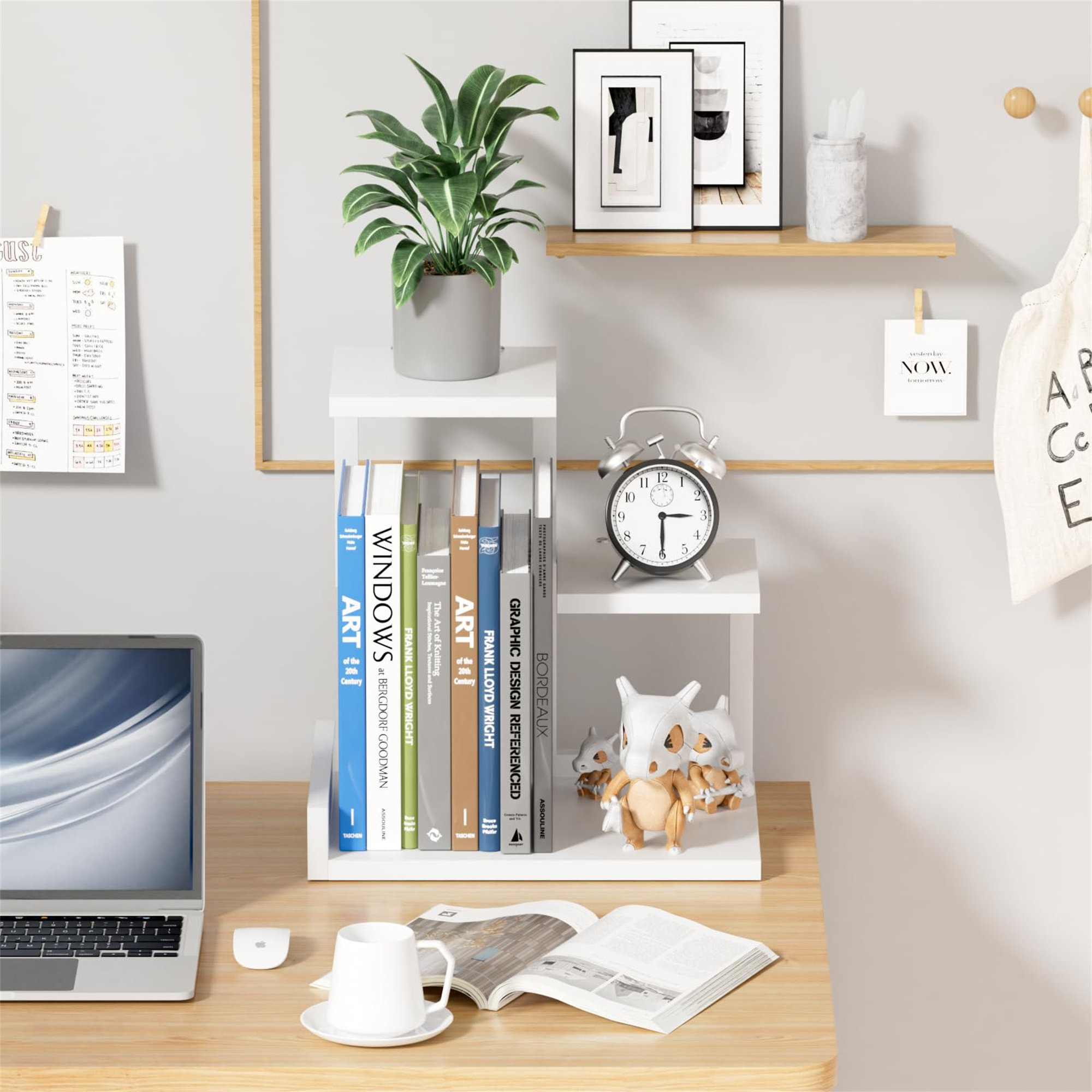 Inbox Zero Wooden Desktop Shelf, Desktop Storage Rack, 3 Layers ...