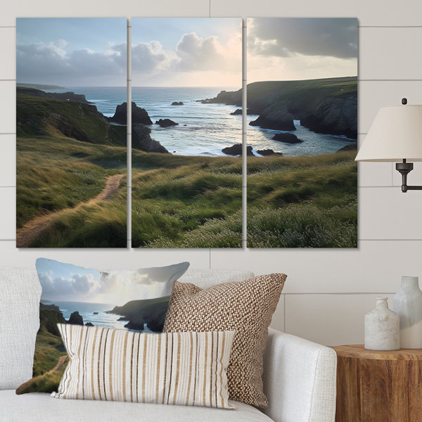 Highland Dunes Coastal Horizons III On Canvas 3 Pieces Print | Wayfair