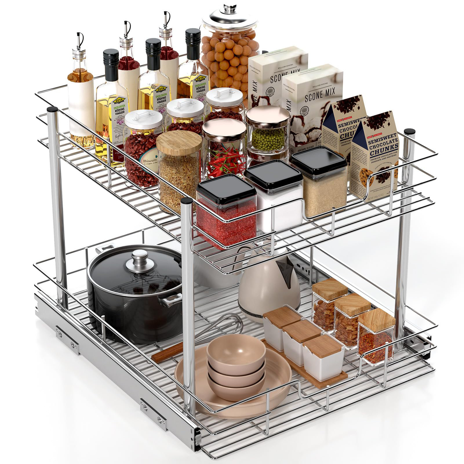 Rebrilliant 2-Tier Pull Out Cabinet Organizer - Heavy Duty Sliding ...