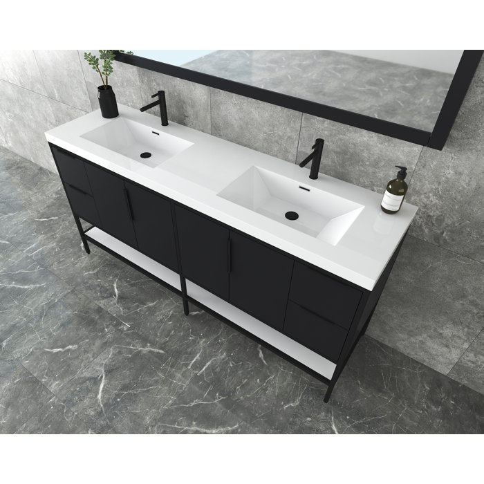 Brayden Studio® Lilly-Grace 71.31'' Double Bathroom Vanity with Plastic ...