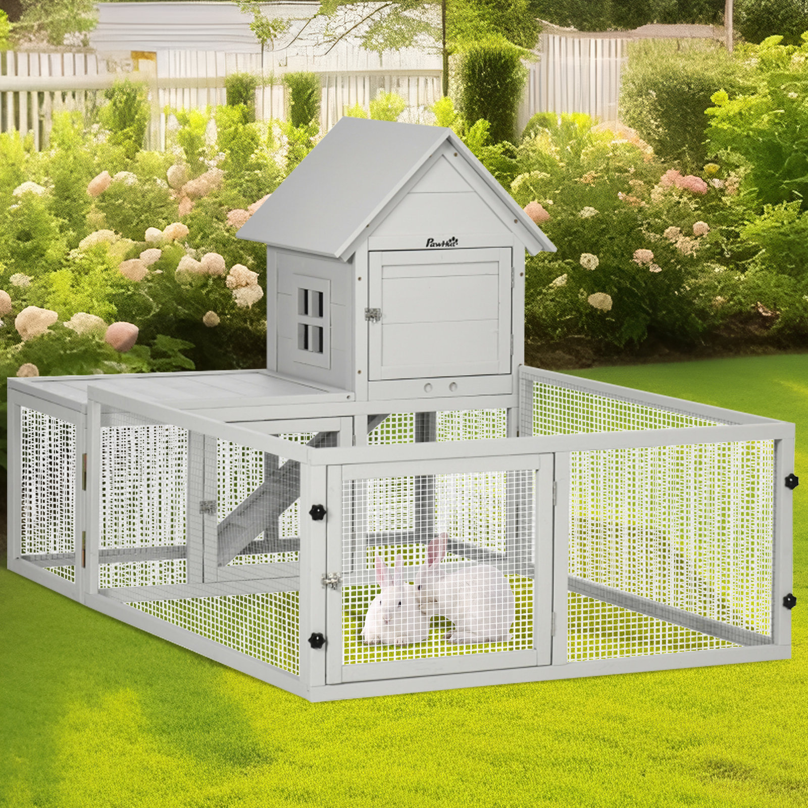 Archie & Oscar Indoor Rabbit Hutch With Slide-out Tray, Large Wooden ...