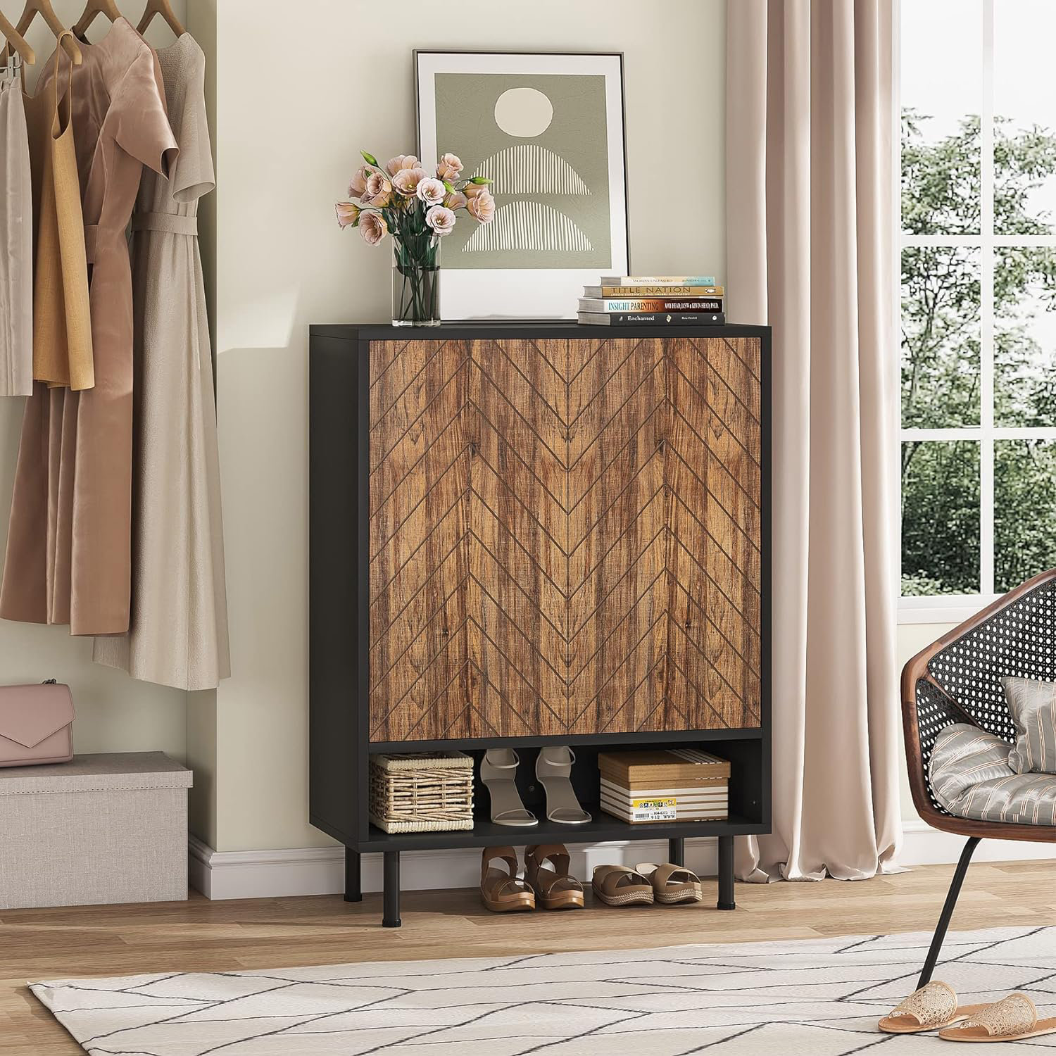 17 Stories 6-Tier Modern Shoe Storage Cabinet With Adjustable Shelves ...