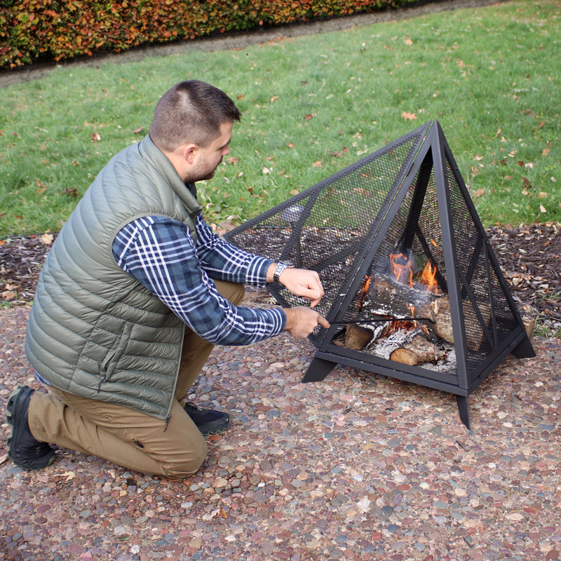 17 Stories Majestic Pyramid Steel Mesh Fire Pit & Reviews - Wayfair Canada