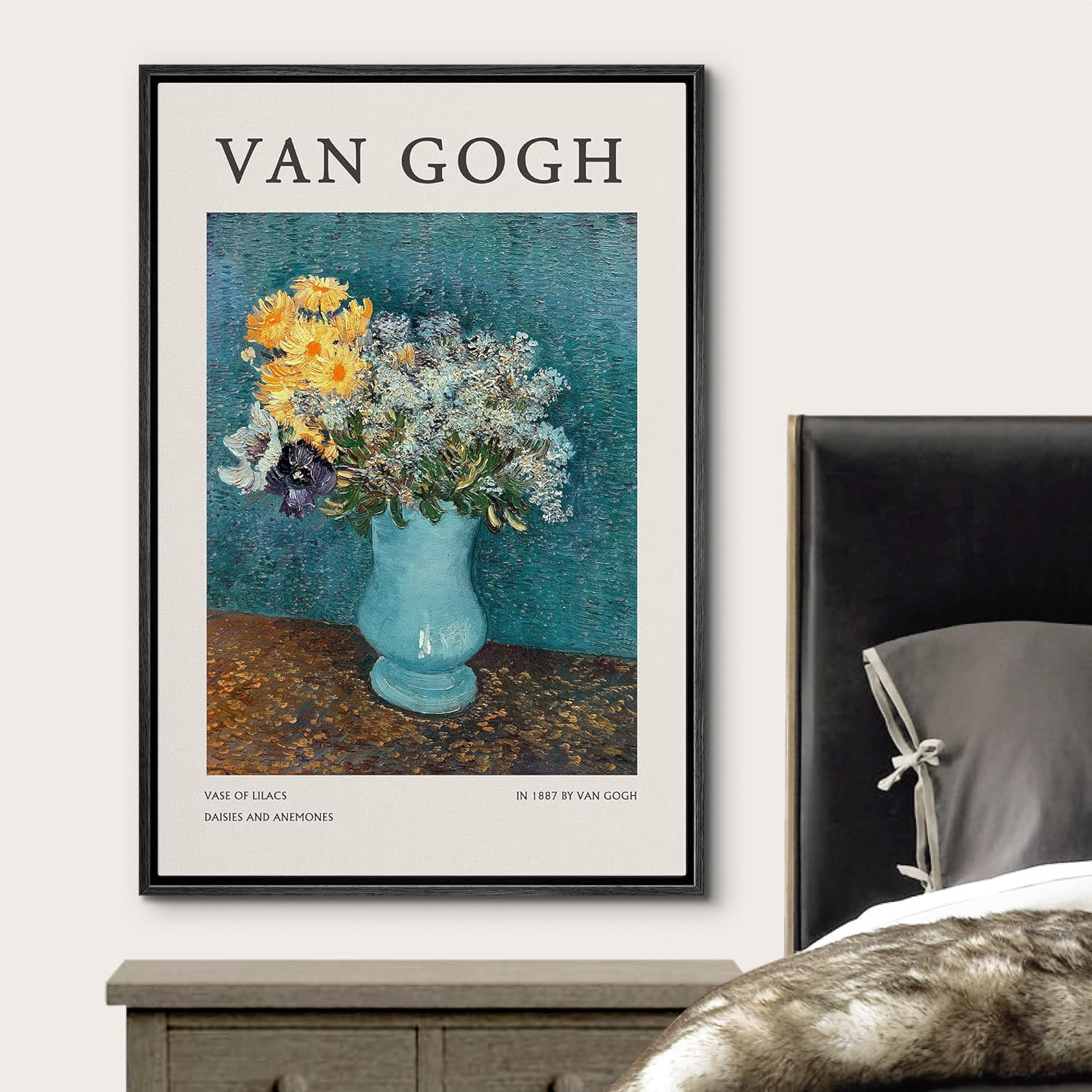 IDEA4WALL Classical Artwork Flowers In A Blue Vase Framed On Canvas by ...