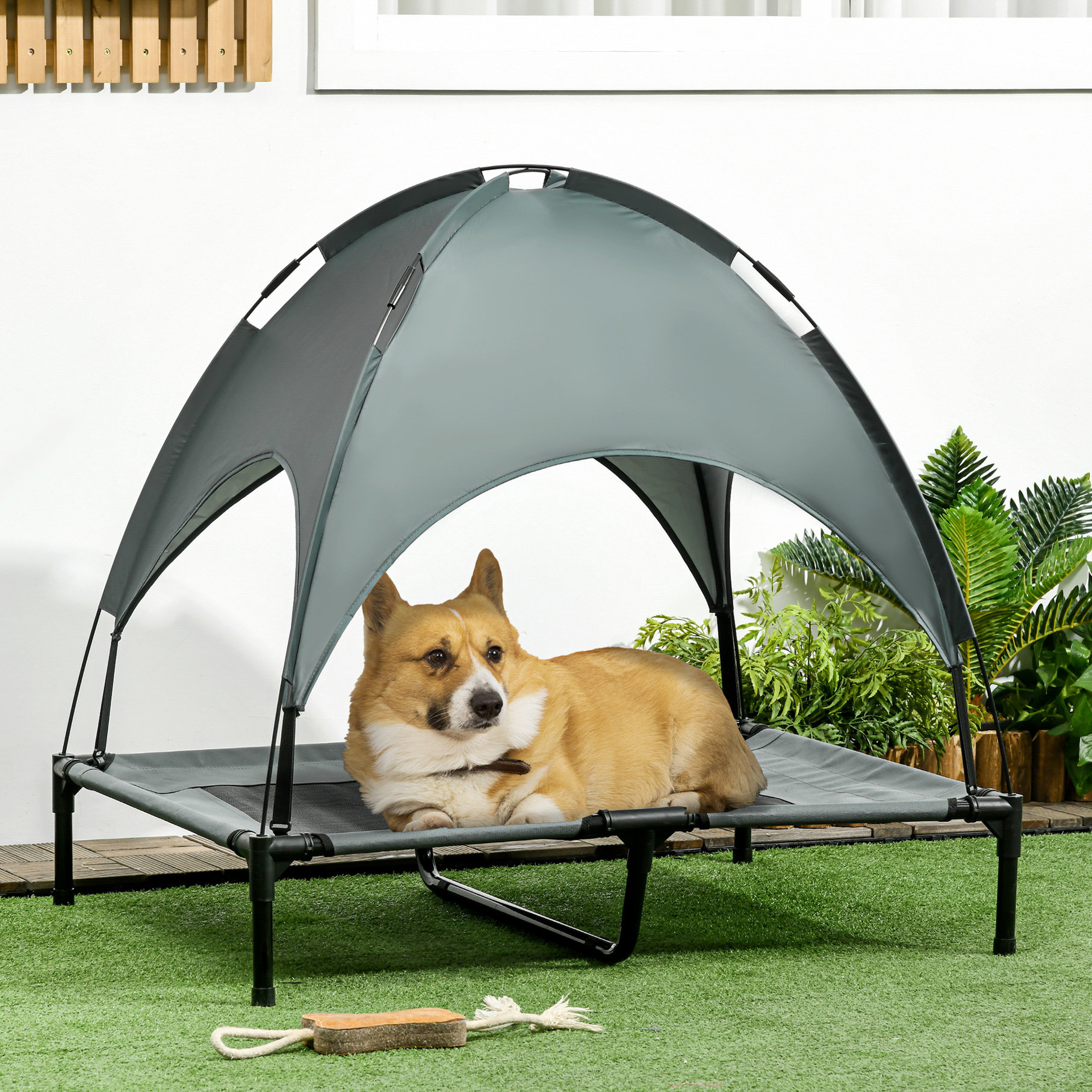 Tucker Murphy Pet™ Elevated Portable Dog Bed With Canopy, 36", Gray ...