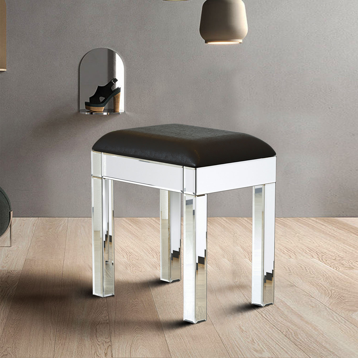 Everly Quinn Tabouret de coiffeuse en bois massif Marly - Wayfair Canada