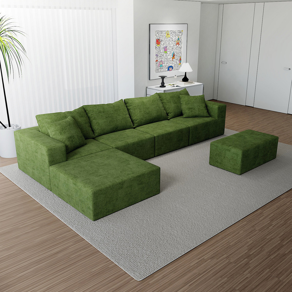Latitude Run® Modular Sectional Sofa Couches 4 Seat Modular Foam ...
