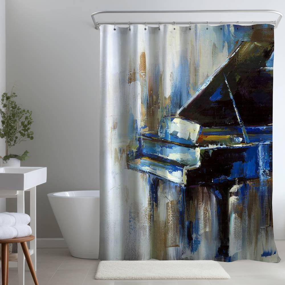 East Urban Home Abstract Grand Piano Shower Curtain - Blue Musical Home ...