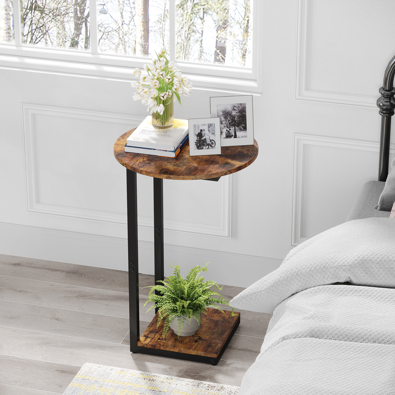 17 Stories Gregert Tray Top C End Table Side Table with Storage, Round ...