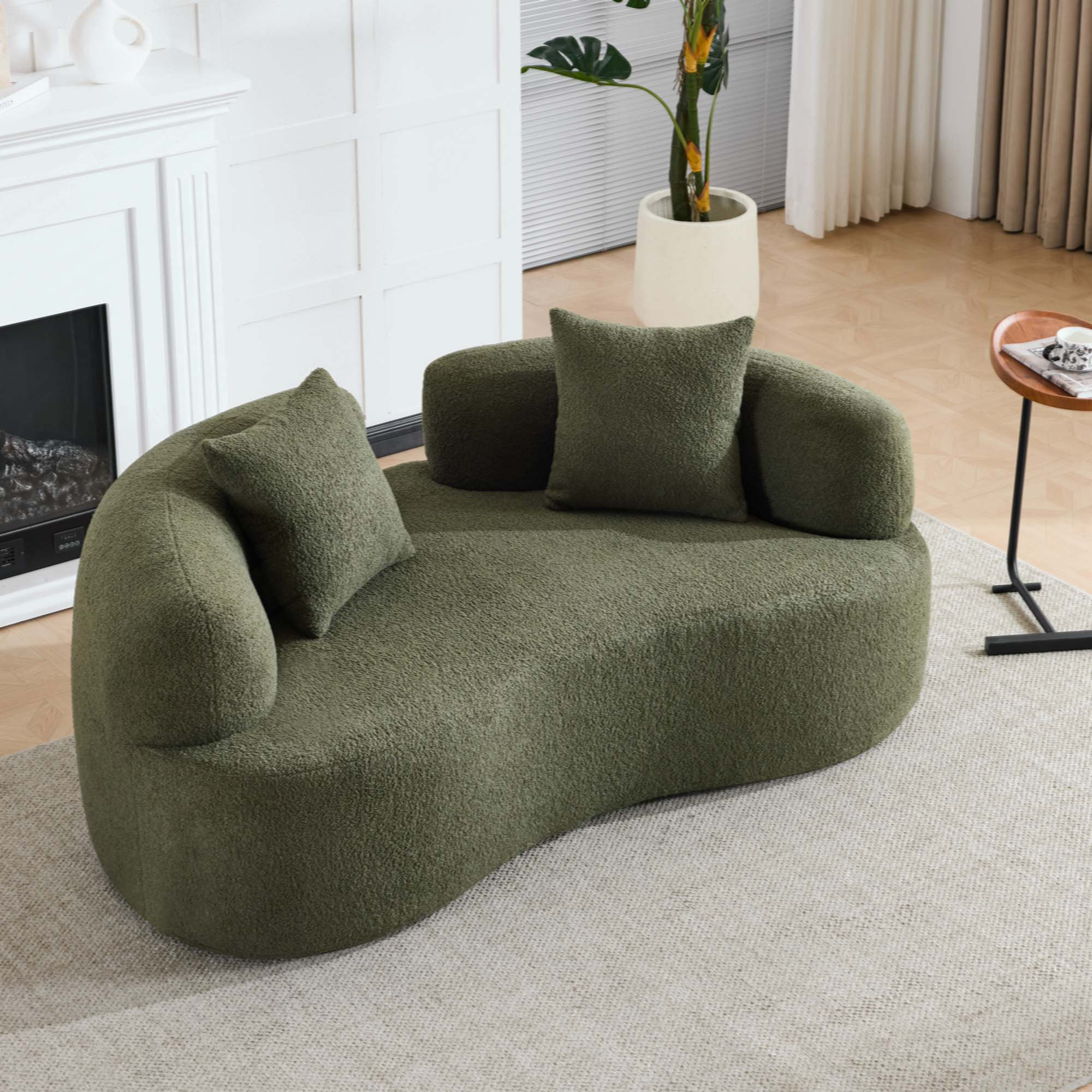 Mercer41 Curved Loveseat Full Compression Sponge Sofa, Teddy Velvet ...