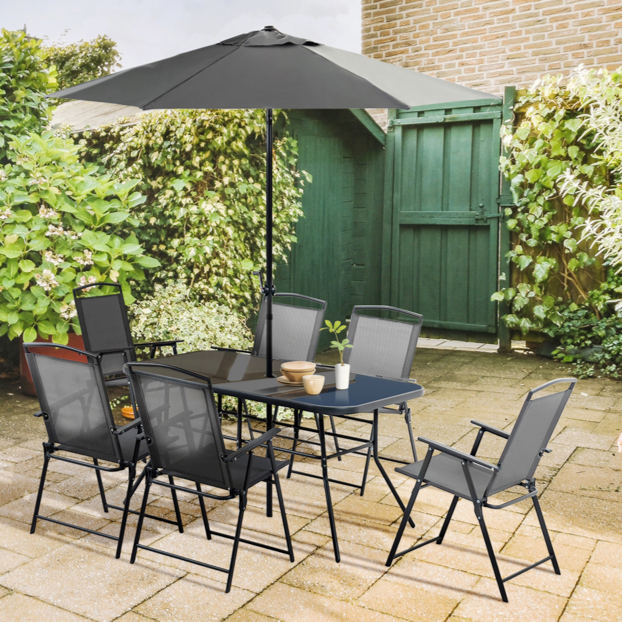 Arlmont & Co. Ronnae Rectangular 6 - Person 35.5'' L Outdoor Dining Set ...