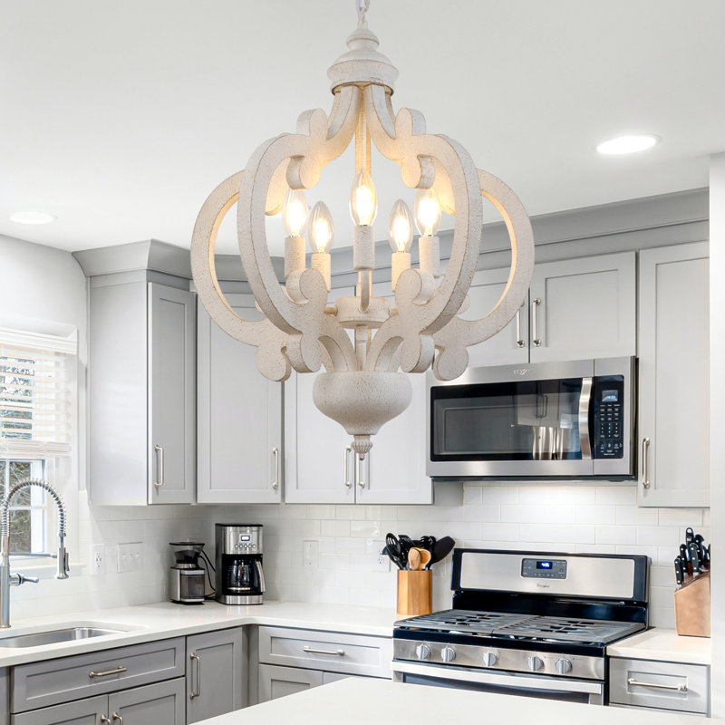 Ophelia & Co. Gisbelle 5 - Light Wood Dimmable Geometric Chandelier ...