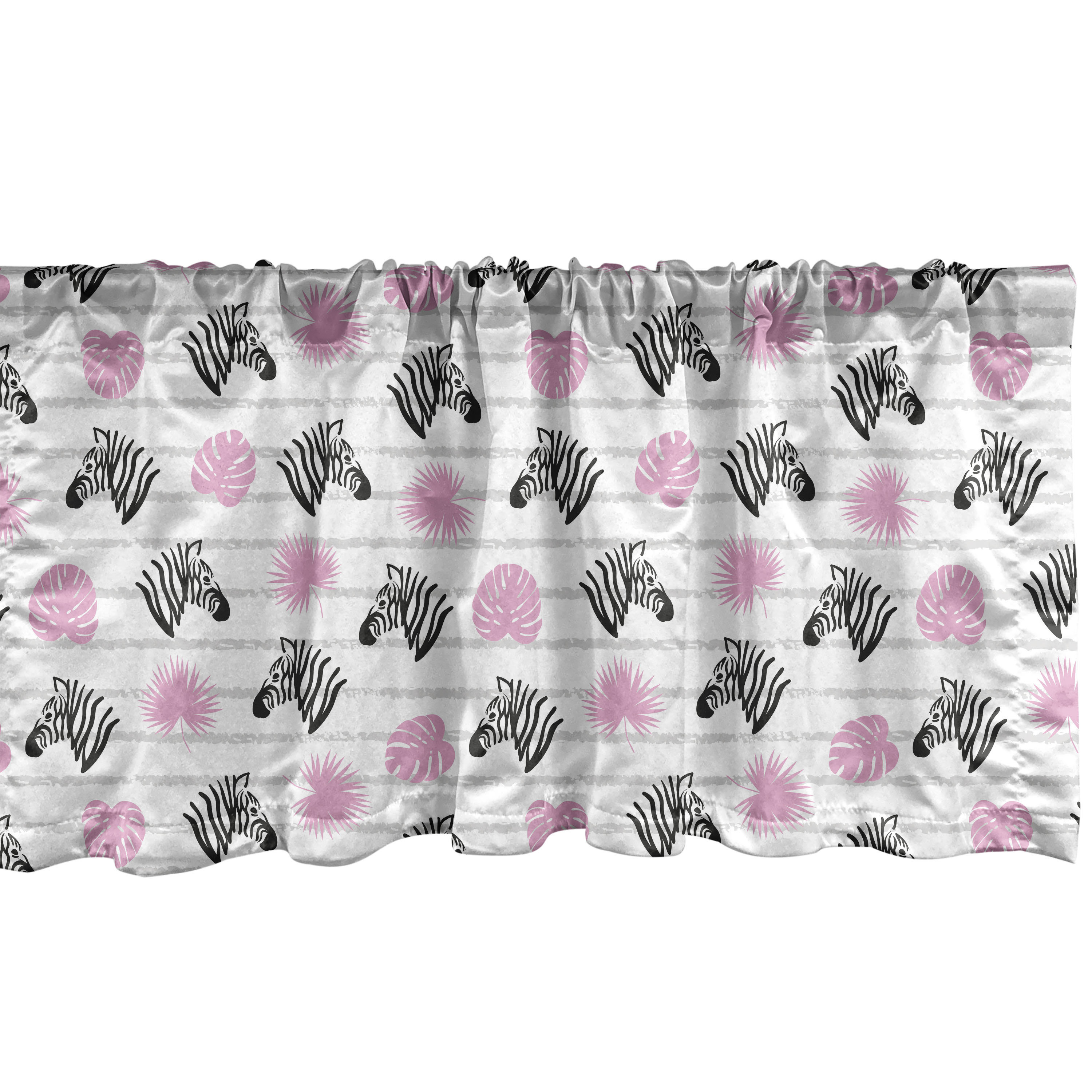 Ambesonne Leaf Print Valance Pack of 2 Zebra Silhouette 94830 | Wayfair