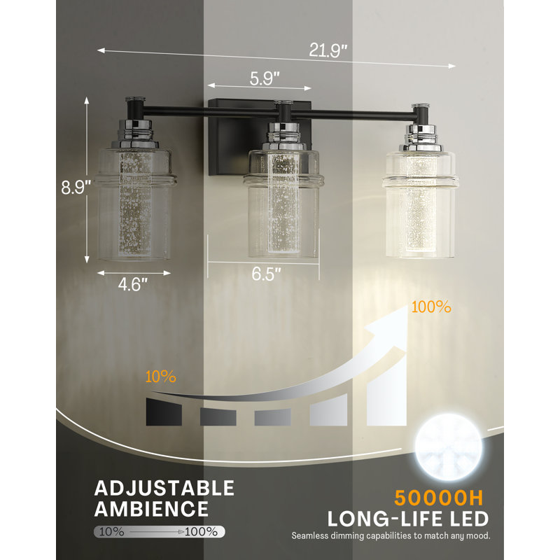 ZACHVO 3 - Light Dimmable LED Vanity Light | Wayfair