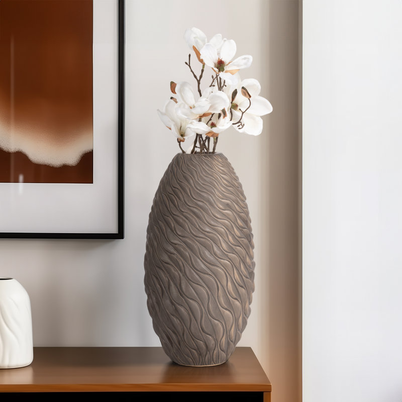 Latitude Run® 19" Devone Large Ceramic Brown Vase | Wayfair