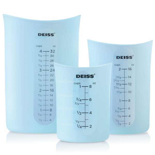 Deiss Pro 3-Piece Silicone Measuring Cup Set For Baking And Cooking ...