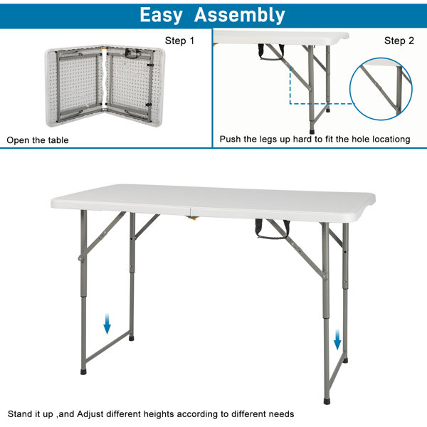 Winado 48'' Plastic Rectangular Adjustable Folding Table & Reviews ...
