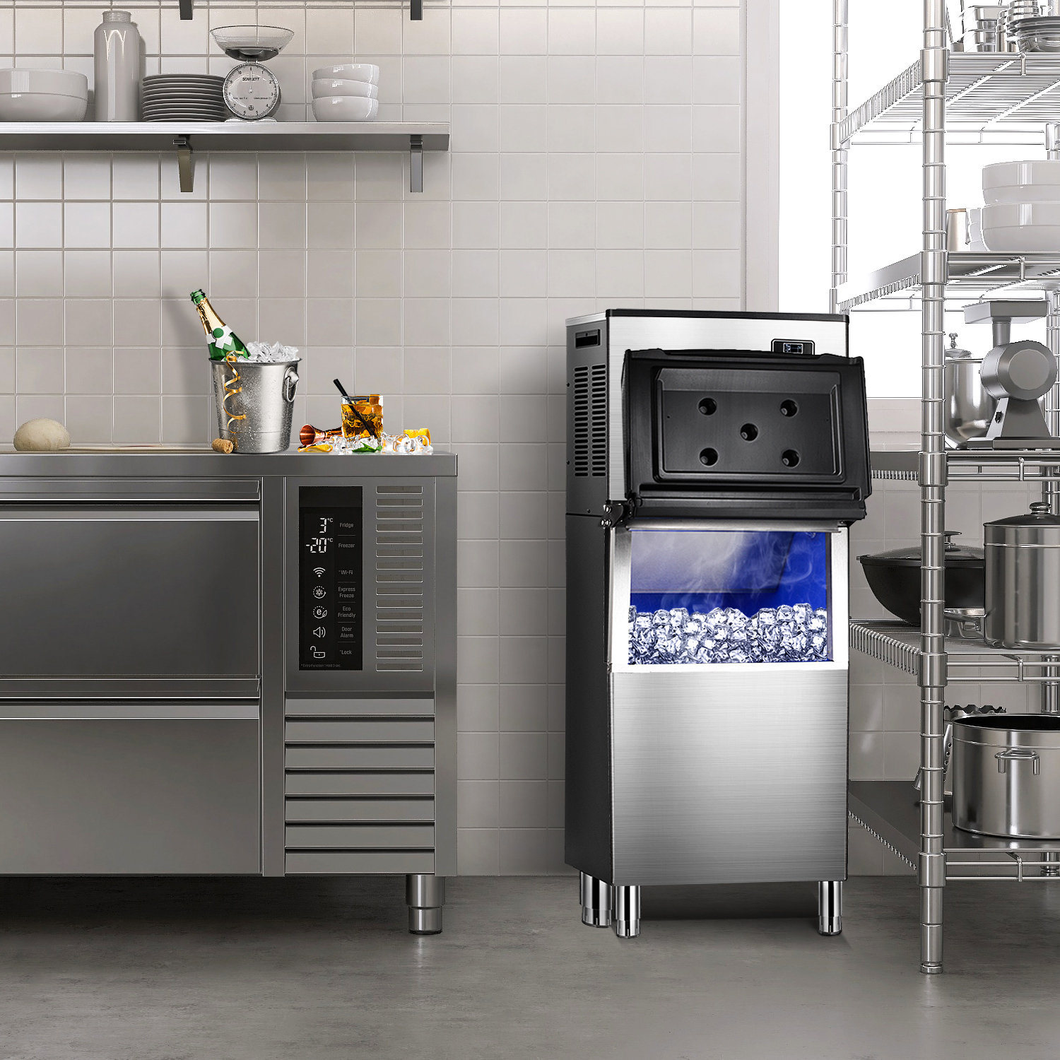 Antarctic Star 400 Lb. Daily Production Cube Clear Ice Freestanding Ice ...