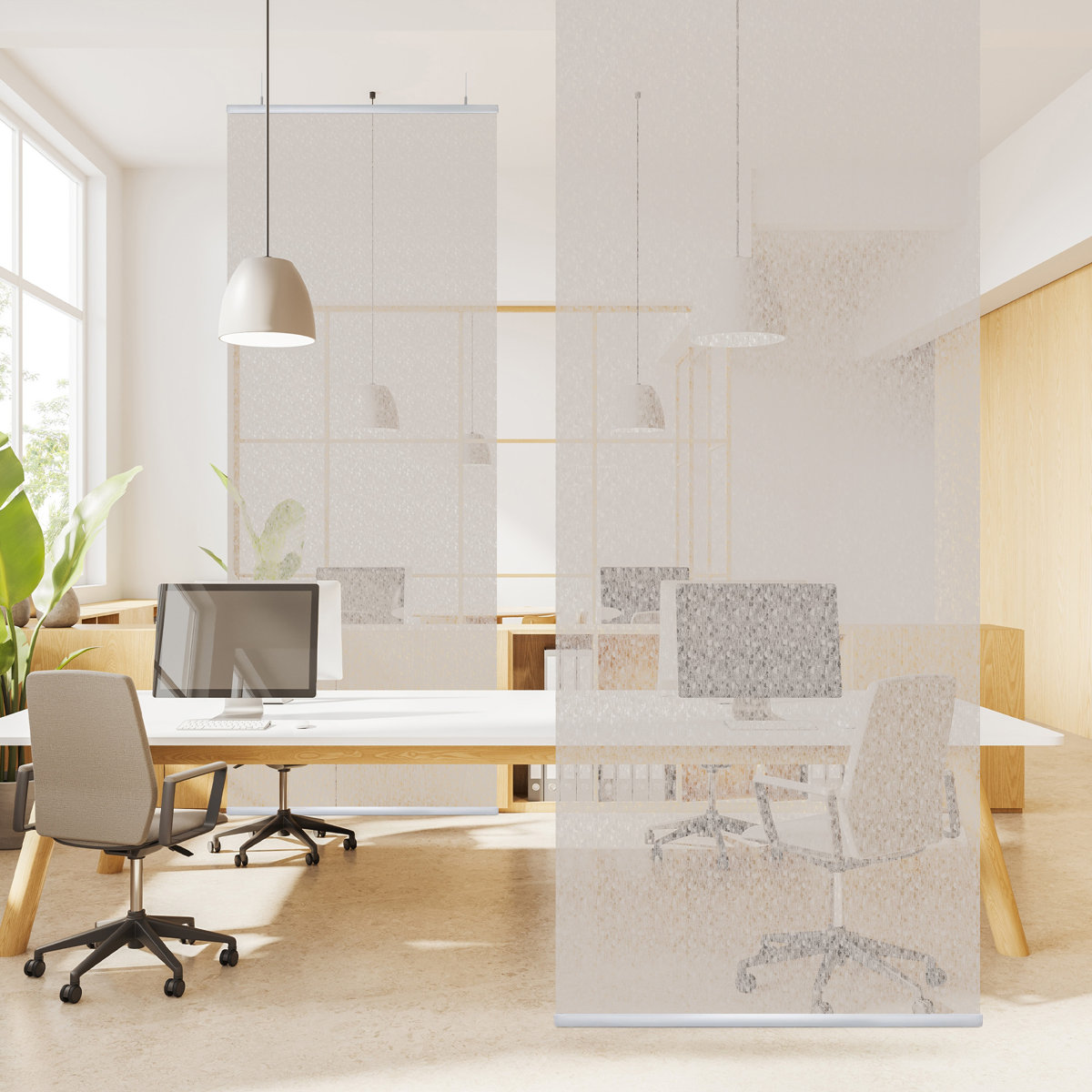 Ebern Designs Hanging Panel Divider, Sheer Privacy Room Partition ...