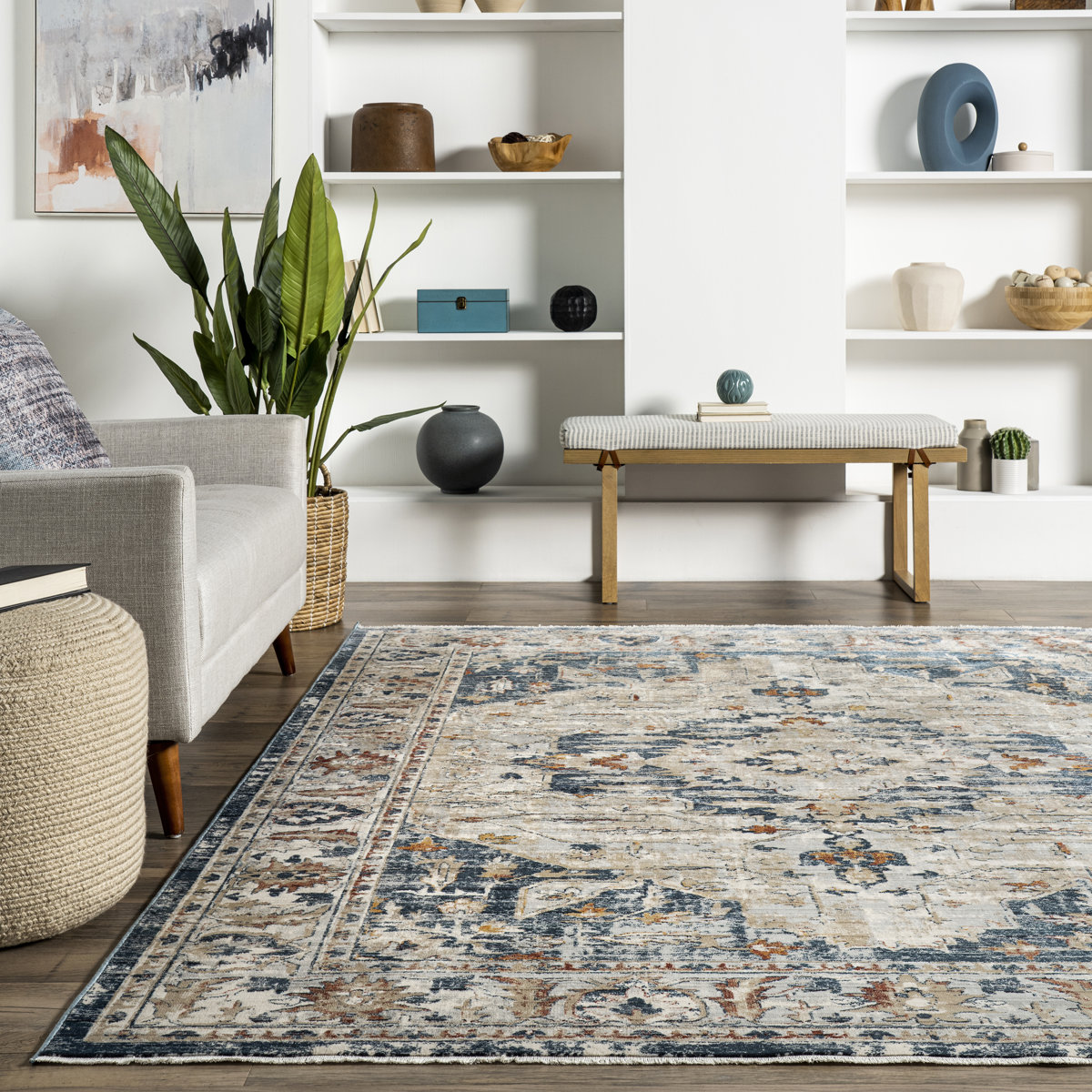 Bungalow Rose Wagner Oriental Tan/Gray Area Rug & Reviews | Wayfair