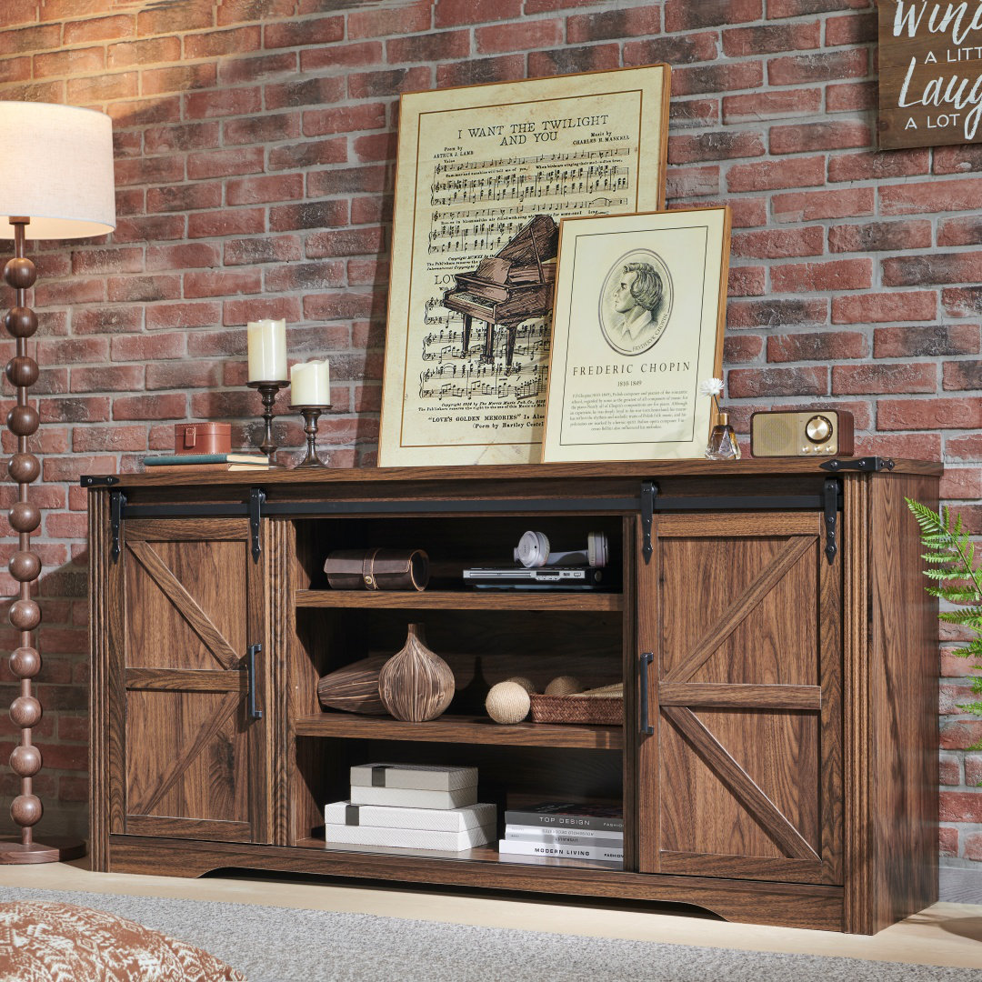 August Grove 66 Inch TV Stand Console For Tvs Up To 75" With 2 Sliding ...