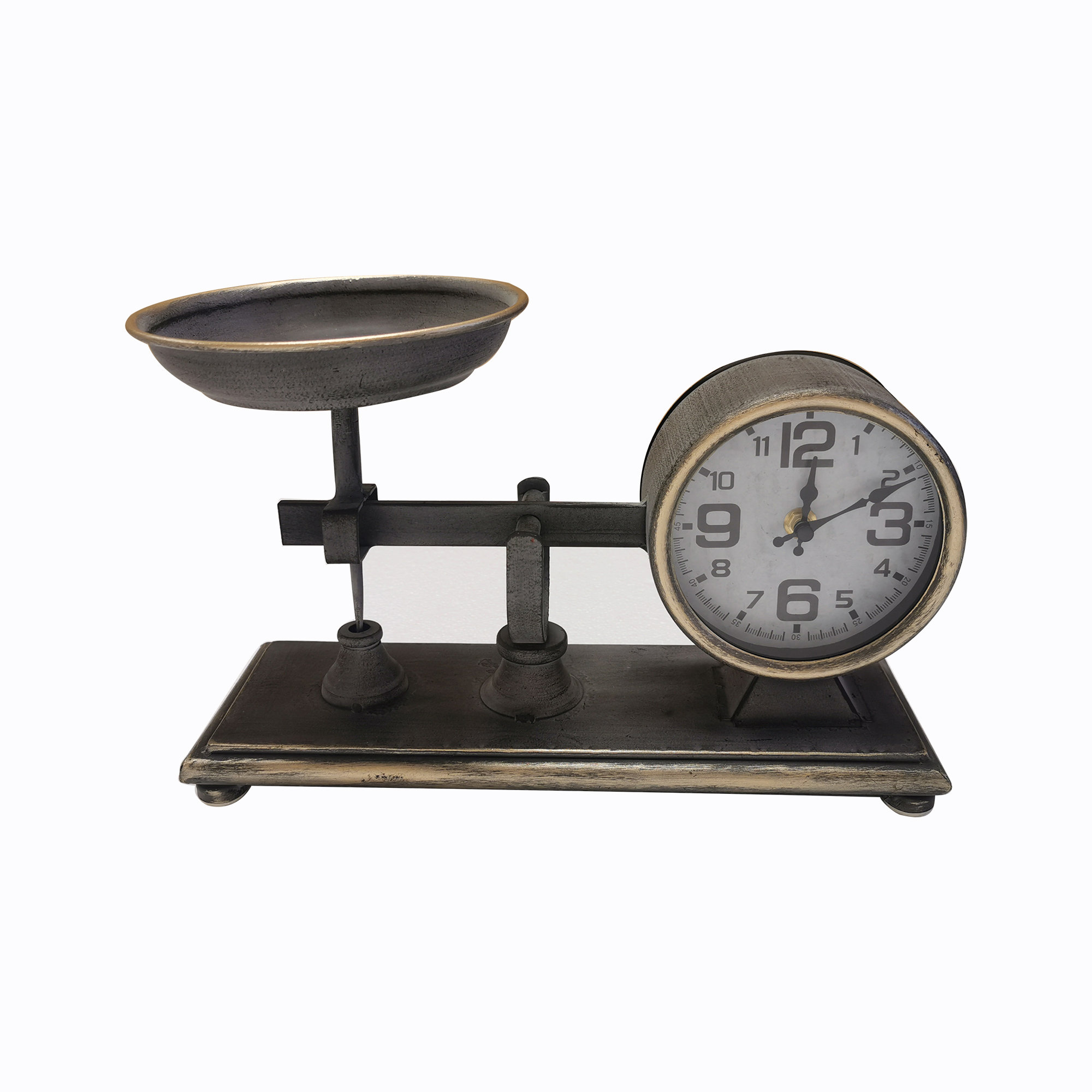 Williston Forge Analogue Stainless Steel Quartz Tabletop Clock in Grey ...