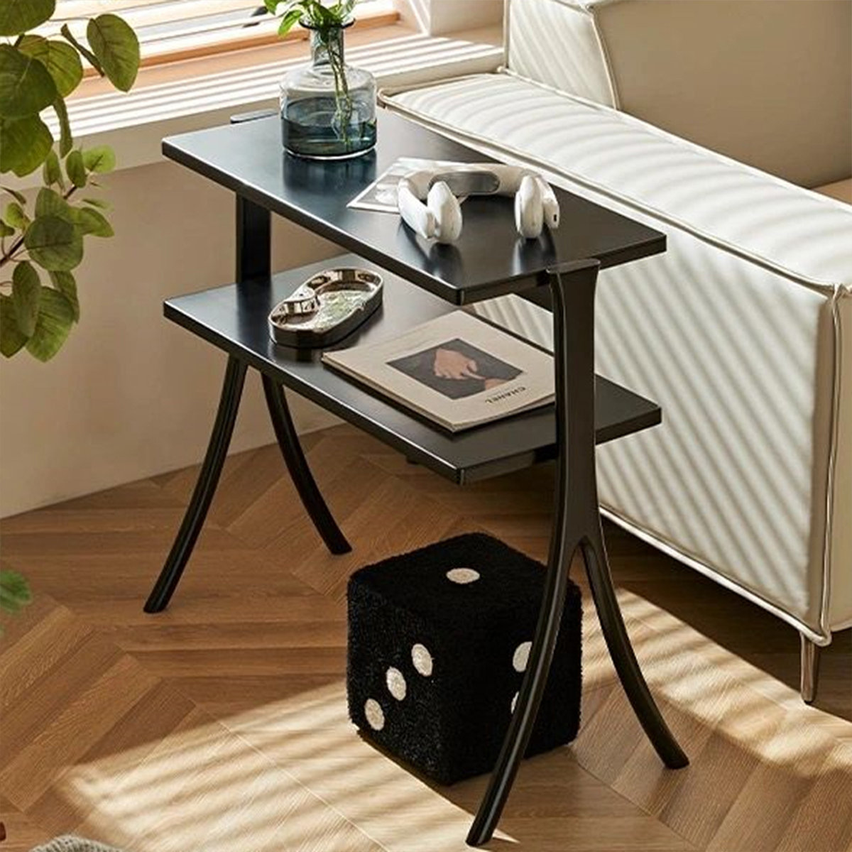 Organix Pattern 25.00"Black Solid Wood Mobile End Table - Wayfair Canada