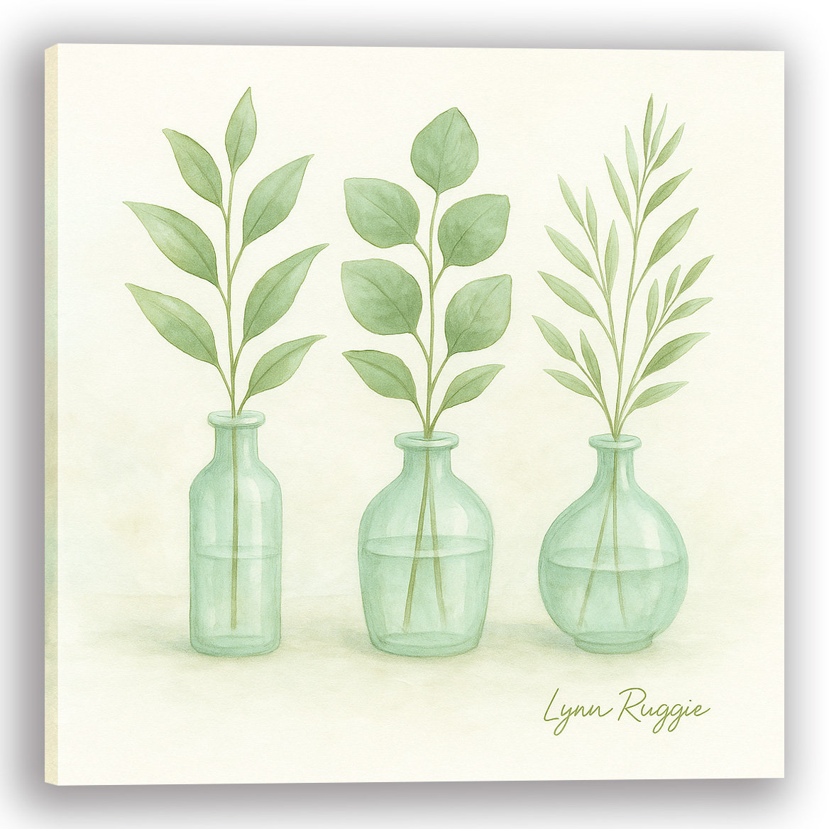 Winston Porter Simple Greens – Minimalist Botanical Vase Canvas Wall ...