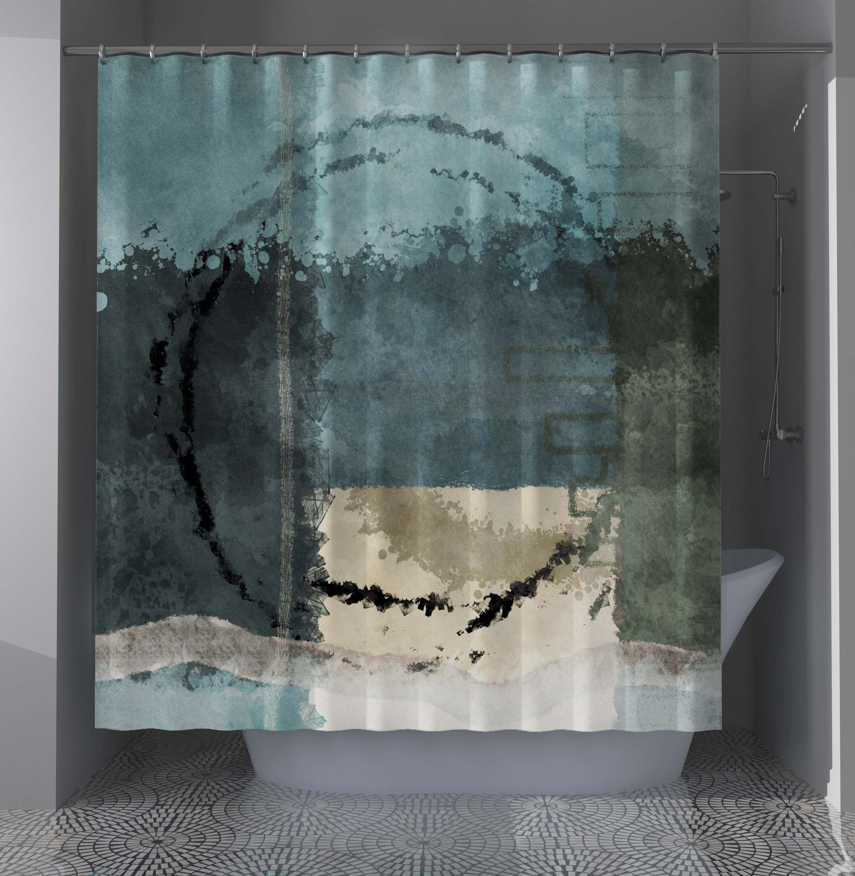 East Urban Home Cherece Abstract Shower Curtain | Wayfair