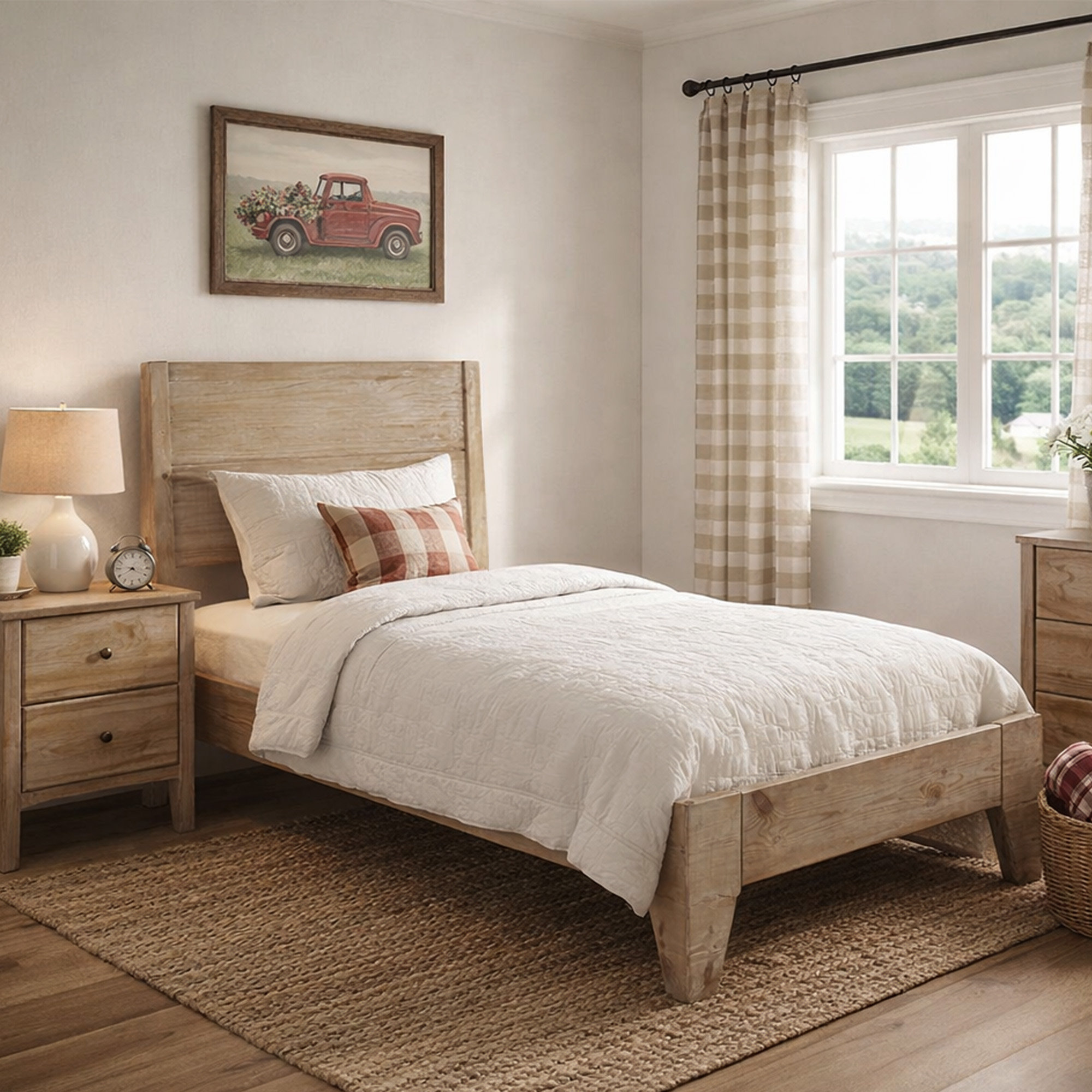 Ebern Designs Modern Solid Pine Platform Twin Bed Frame | Wayfair
