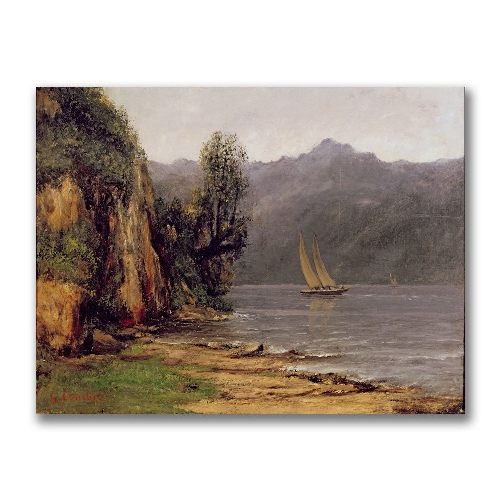 Trademark Fine Art "Vue Du Lac Leman" by Gustave Courbet Painting Print ...