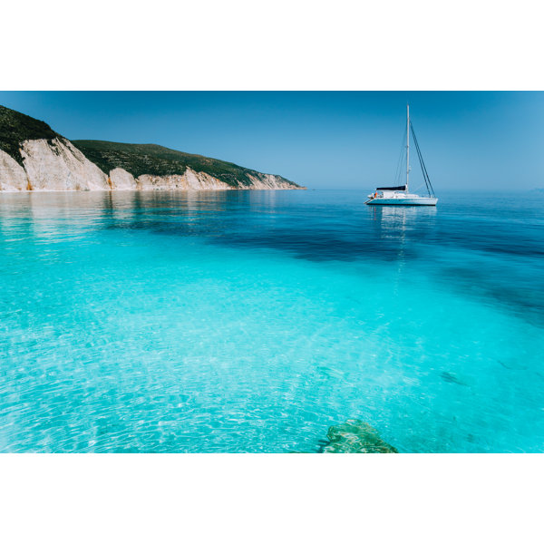 Breakwater Bay Catamaran Boat On Canvas by Miniloc Print | Wayfair