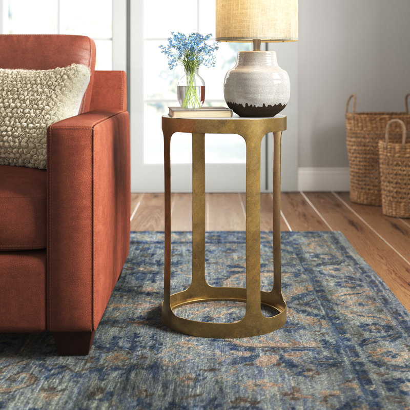 Birch Lane™ Chowdury 24.75" Tall Metal Accent Table with Glass Top ...