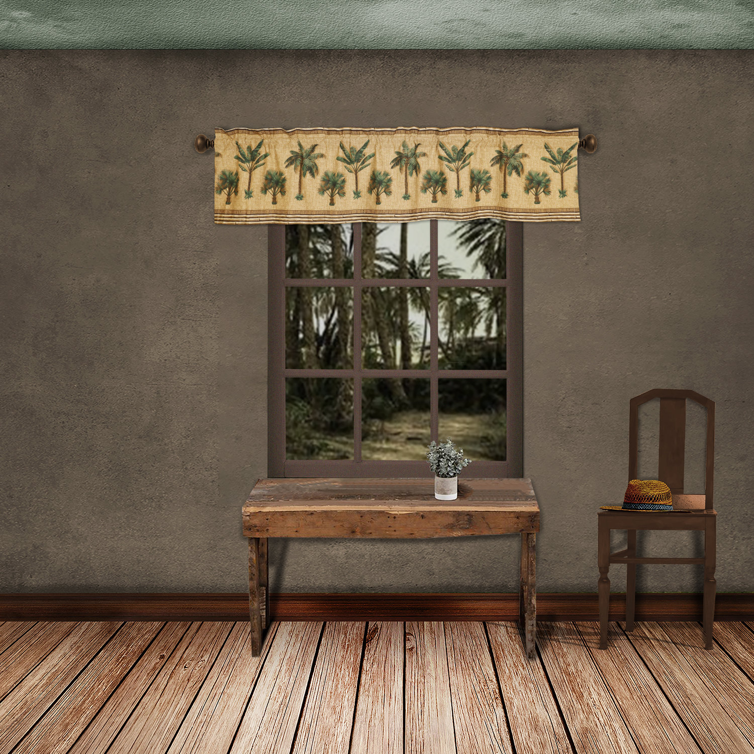 Karin Maki Kona Palm Grove 100% Polycotton Tropical Palm Tree Valance ...